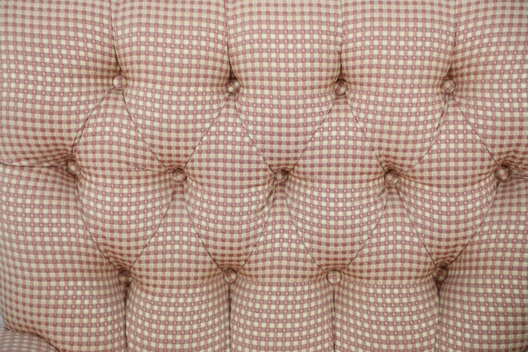 American Victorian Tufted Upholstered Red and Beige Checkered Mahogany ...