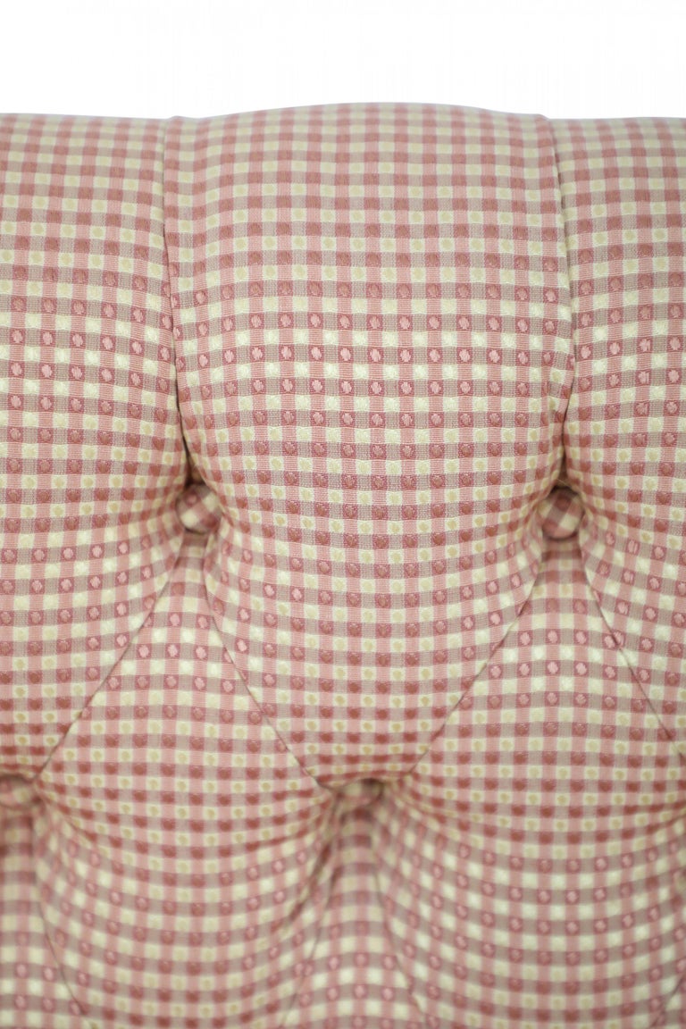 American Victorian Tufted Upholstered Red and Beige Checkered Mahogany ...