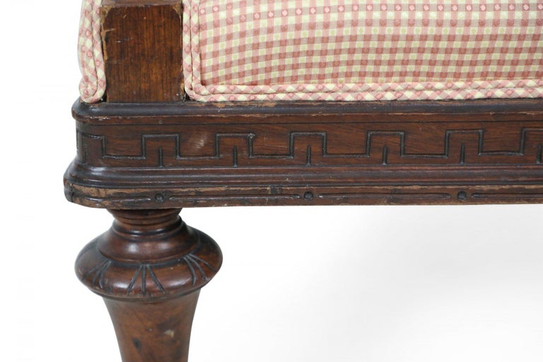 American Victorian Tufted Upholstered Red and Beige Checkered Mahogany ...