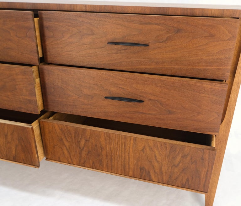 American Walnut Compact Mid-Century Modern Double Dresser 6 Drawers ...
