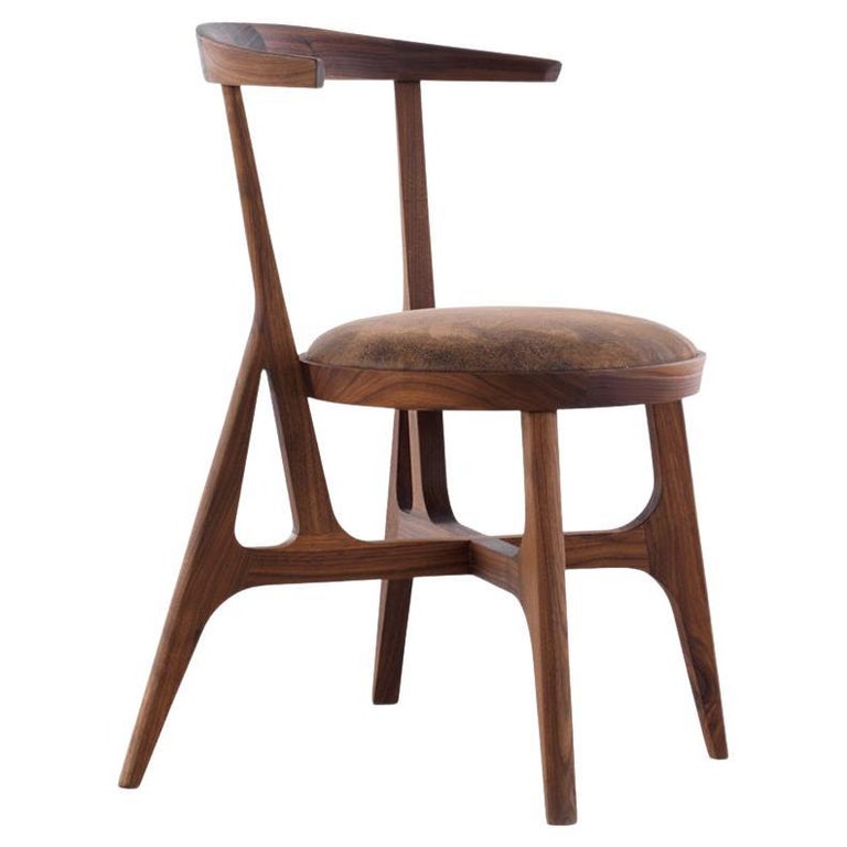 American Walnut Dining Chair Made to Order in Leather For Sale at 1stDibs