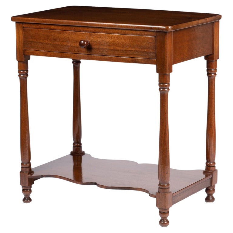 American Walnut One Drawer Stand with Stretcher Shelf, 1810-20 at 1stDibs