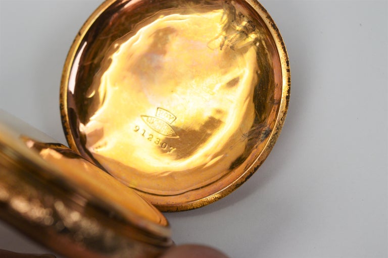 American Waltham Watch Company 14 Karat Yellow Gold Pocket Watch For Sale at 1stDibs