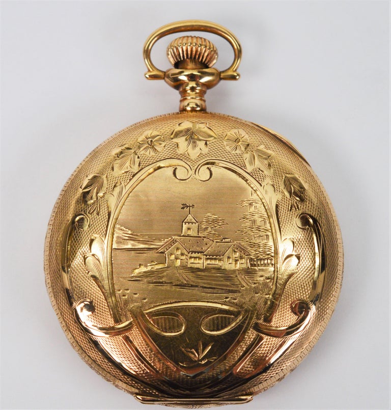 American Waltham Watch Company 14 Karat Yellow Gold Pocket Watch For Sale at 1stDibs