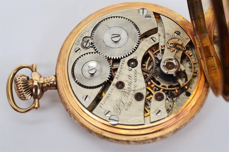 American Waltham Watch Company 14 Karat Yellow Gold Pocket Watch For Sale at 1stDibs