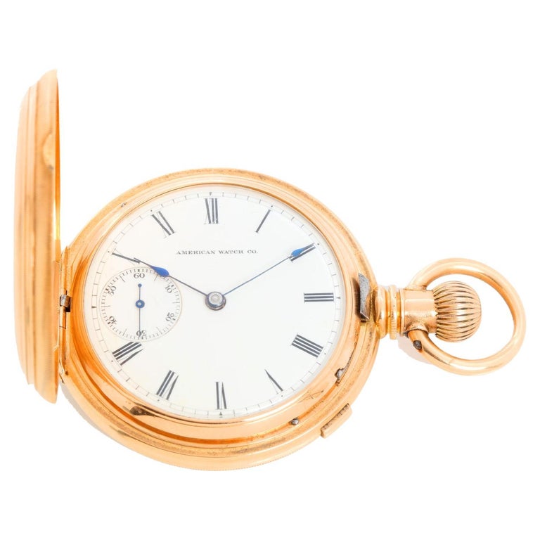 American Watch Co. Waltham 18k Yellow Gold Pocket Watch M1874 For Sale at 1stDibs