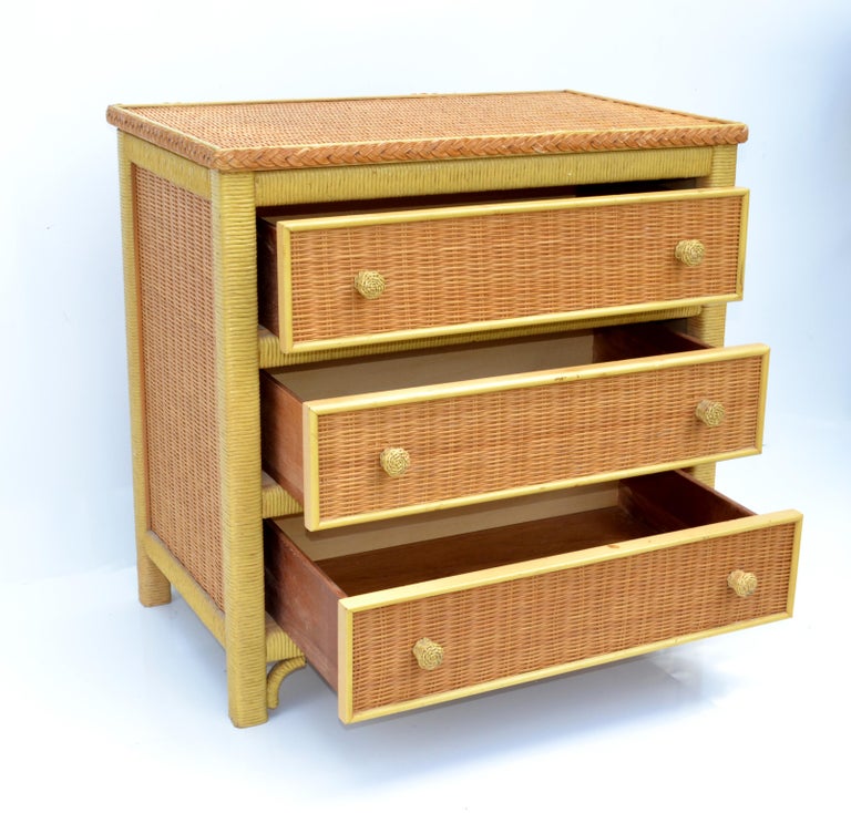 American Wicker by Henry Link Chest of Three Drawers, Cabinet, Bachelor ...