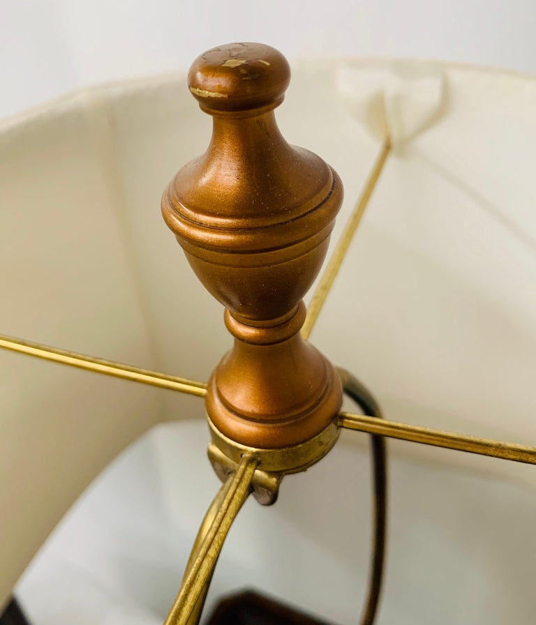 American Wooden Table Lamp with Floral Decoration, a Pair For Sale at ...