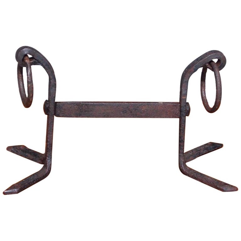 American Wrought Iron Hammered and Scrolled Boot Scraper with Flanking ...