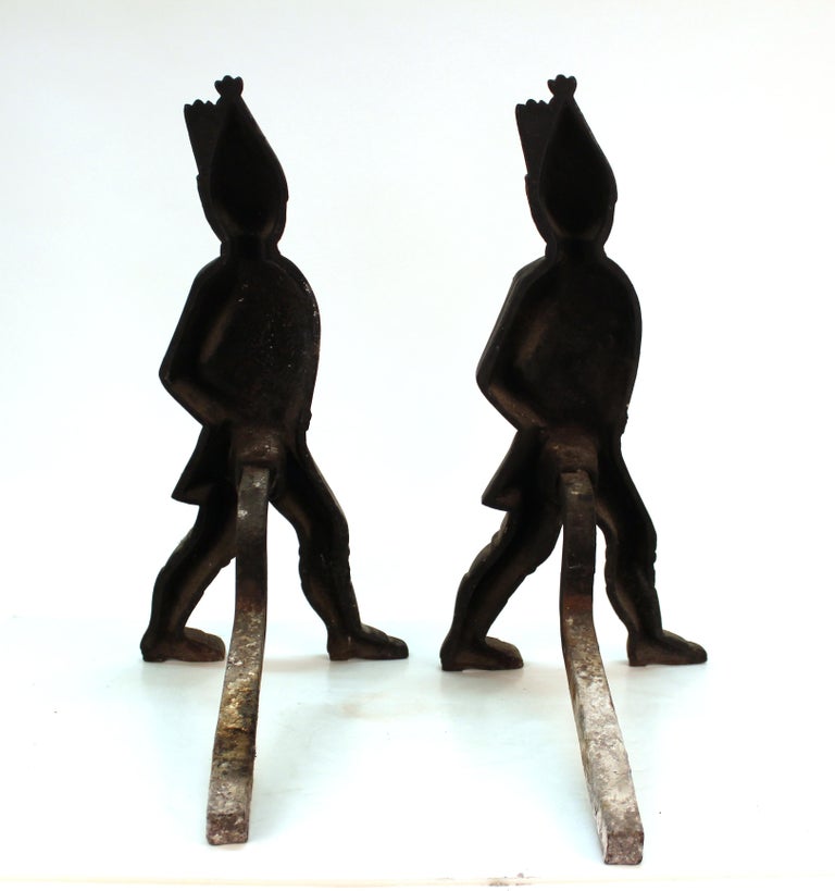 Americana Hessian Soldier Andirons in Painted Cast Iron at 1stDibs