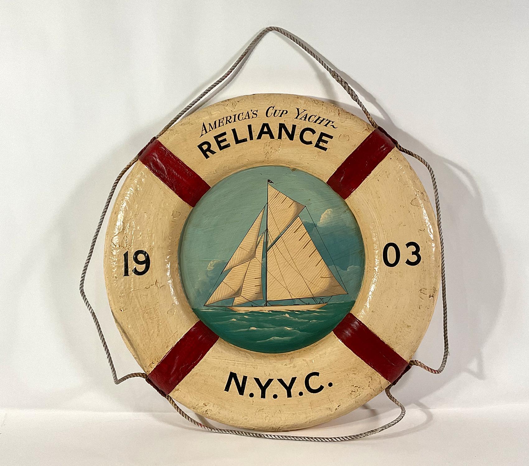 Americas Cup Life Ring Showing Yacht Reliance at 1stDibs