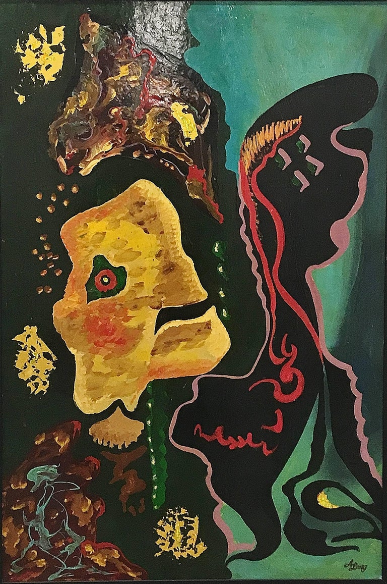 Americus Long - Rare Abstract Painting African American Outside Artist ...