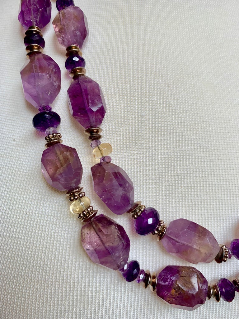 54" Long Amethyst and Citrine Necklace at 1stDibs