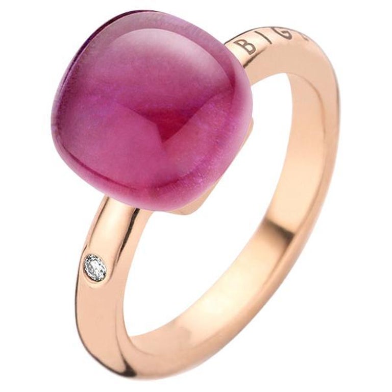 Customizable Amethyst and Ruby Ring in 18kt Rose Gold by BIGLI For Sale ...