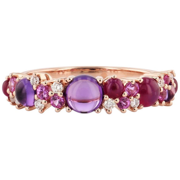 Amethyst and Ruby Rose Gold Ring at 1stDibs | amethyst and ruby ring ...