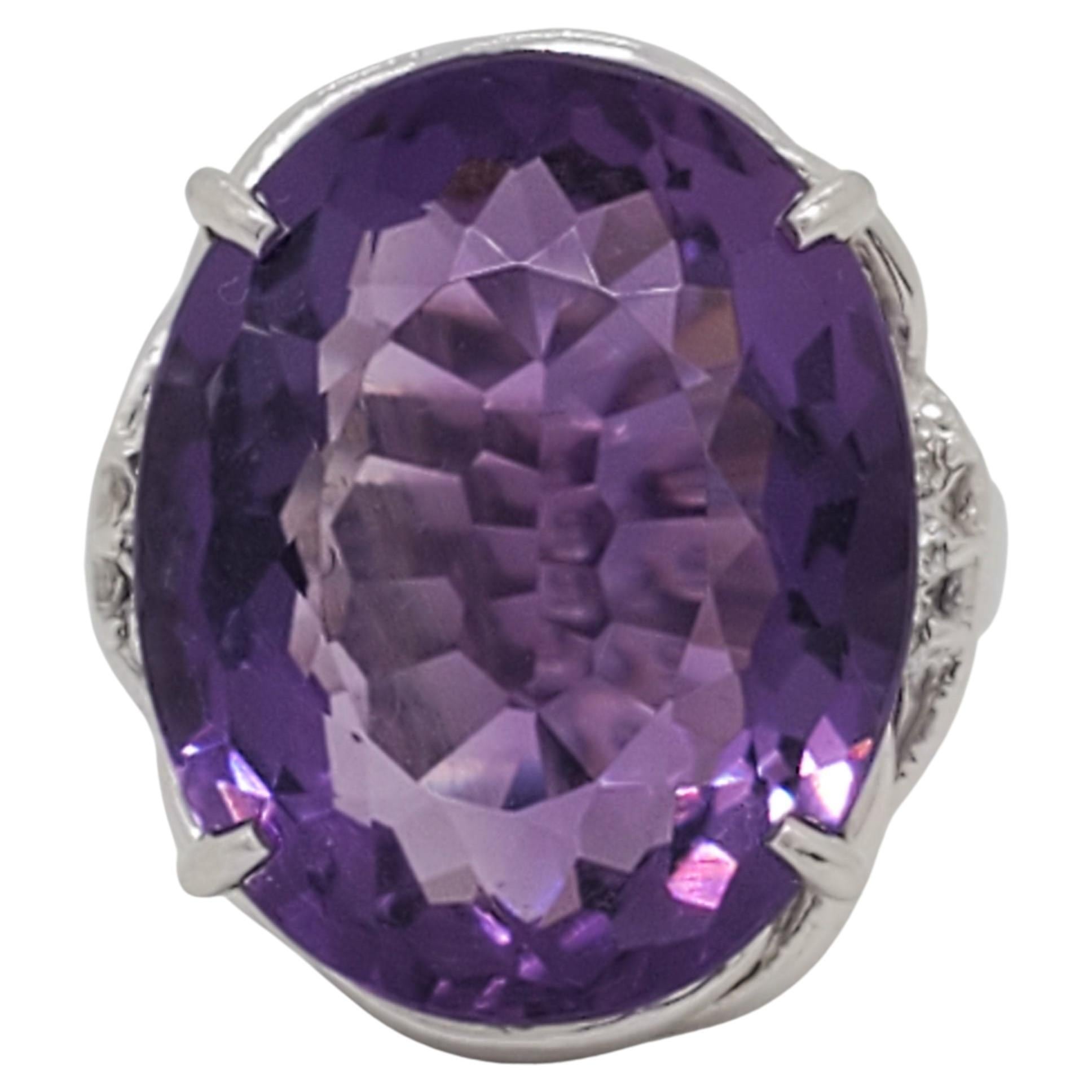 Vintage Diamond and Siberian Amethyst Platinum and Diamond Ring, circa ...