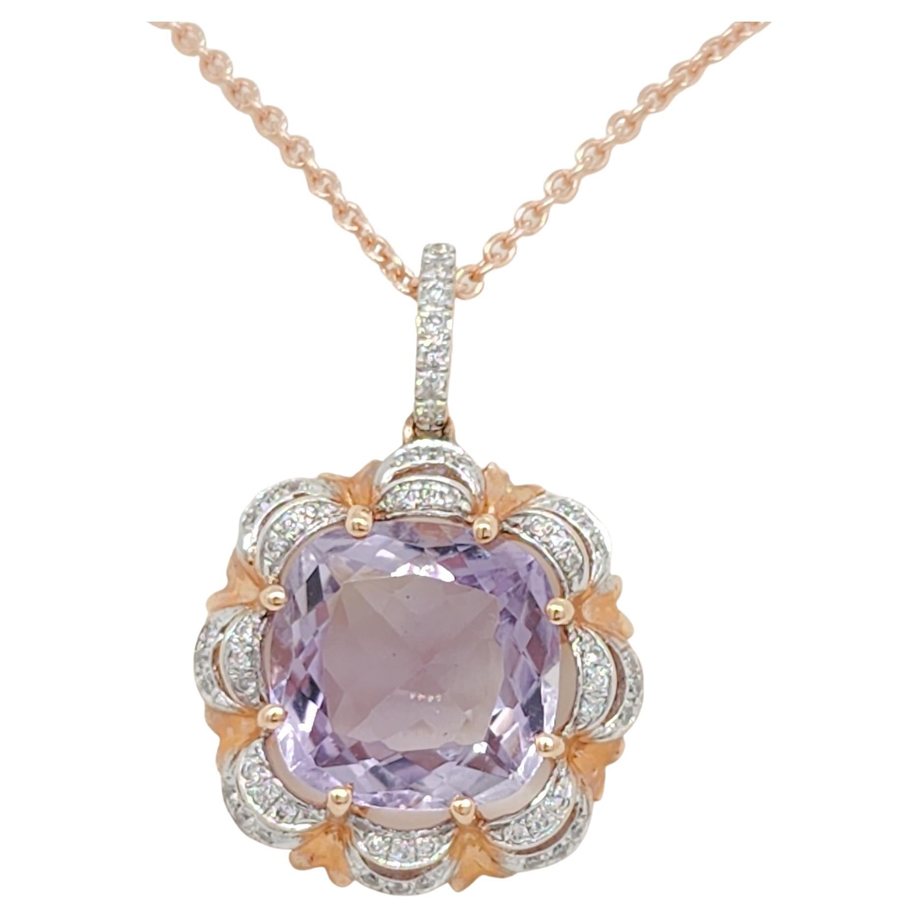 14k Gold, Amethyst, and Diamonds Omega Necklace 21 grams For Sale at ...