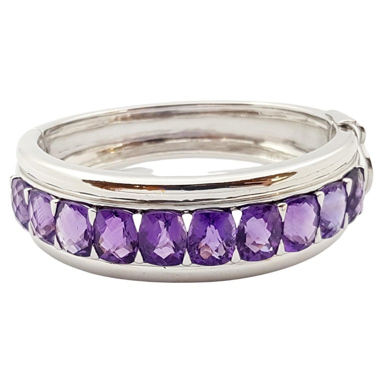 Amethyst Bangle set in Silver Settings For Sale at 1stDibs