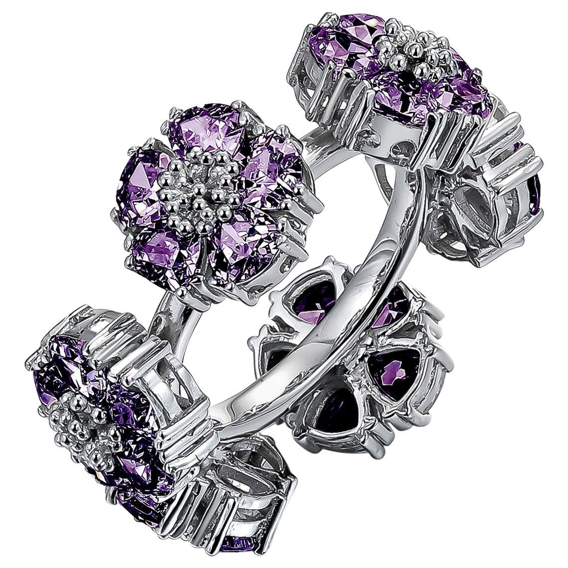 Customizable Amethyst Blossom Gemstone Wraparound Ring For Sale at 1stDibs