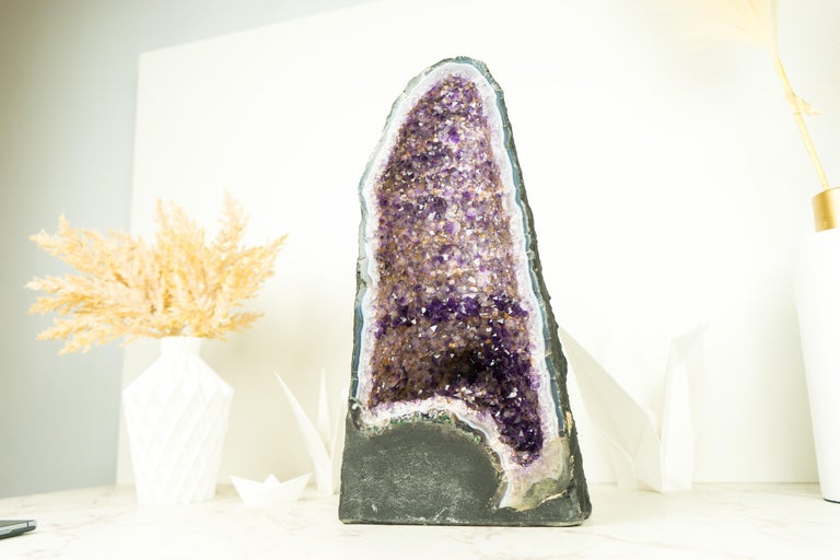 Amethyst Cathedral Geode with Rare Bi-Color Druzy Formation For Sale at ...