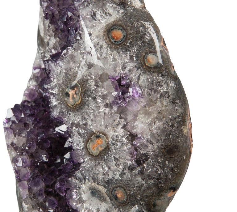 Amethyst Cluster White Quartz Celadonite and Agate with Cut Stalactites ...
