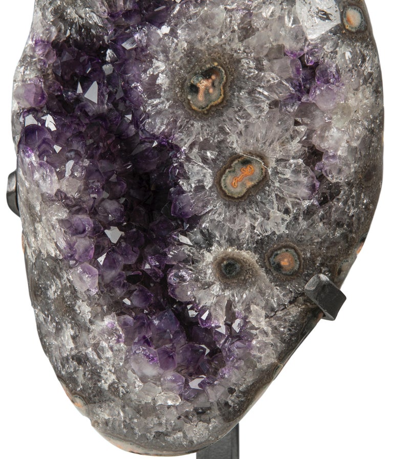 Amethyst Cluster White Quartz Celadonite and Agate with Cut Stalactites ...