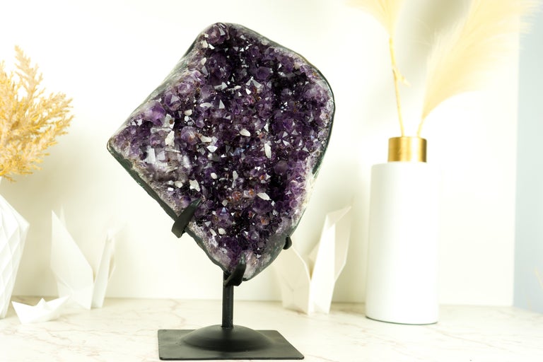 Amethyst Cluster with AAA Deep Purple Grape Amethyst Druzy and Rare Inclusions For Sale at 1stDibs