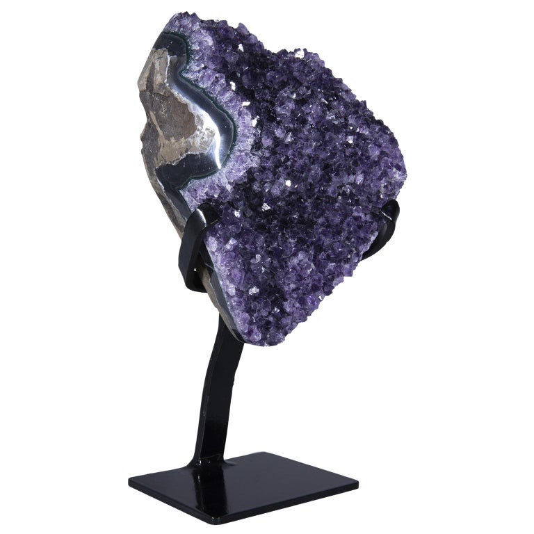 Amethyst Cluster with White Quartz and Green Celadonite Crystals For ...