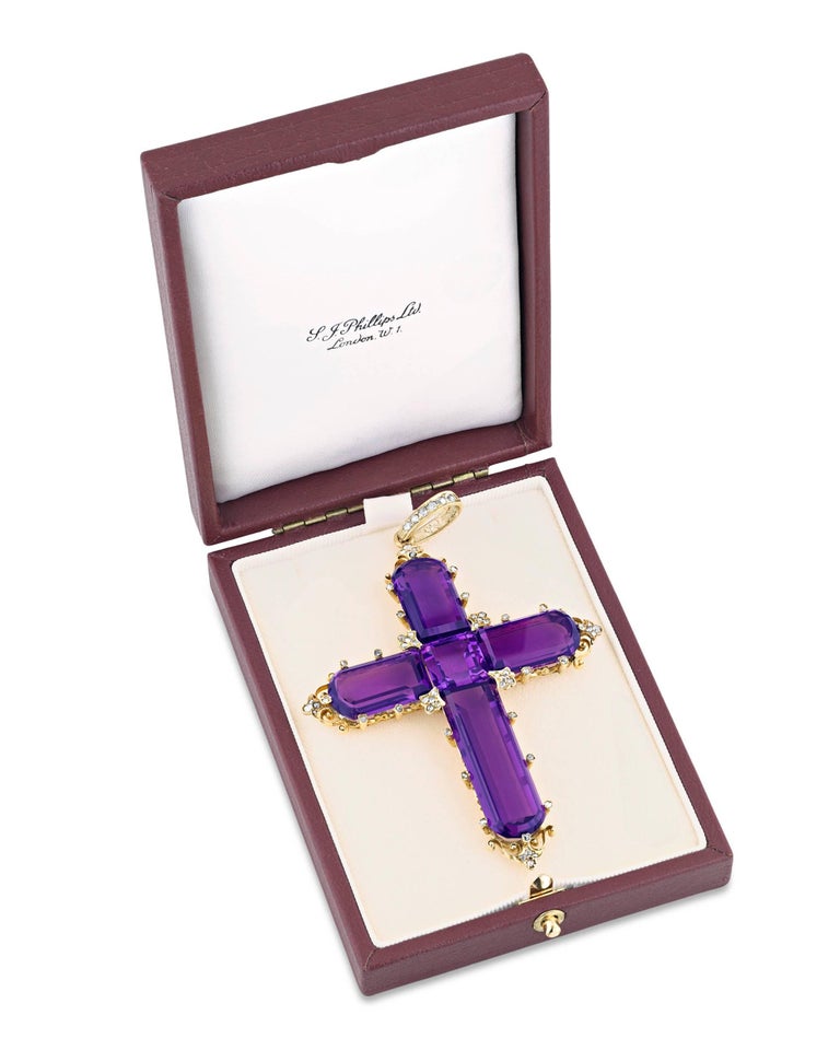 Amethyst Cross Pendant at 1stDibs | amethyst cross necklace