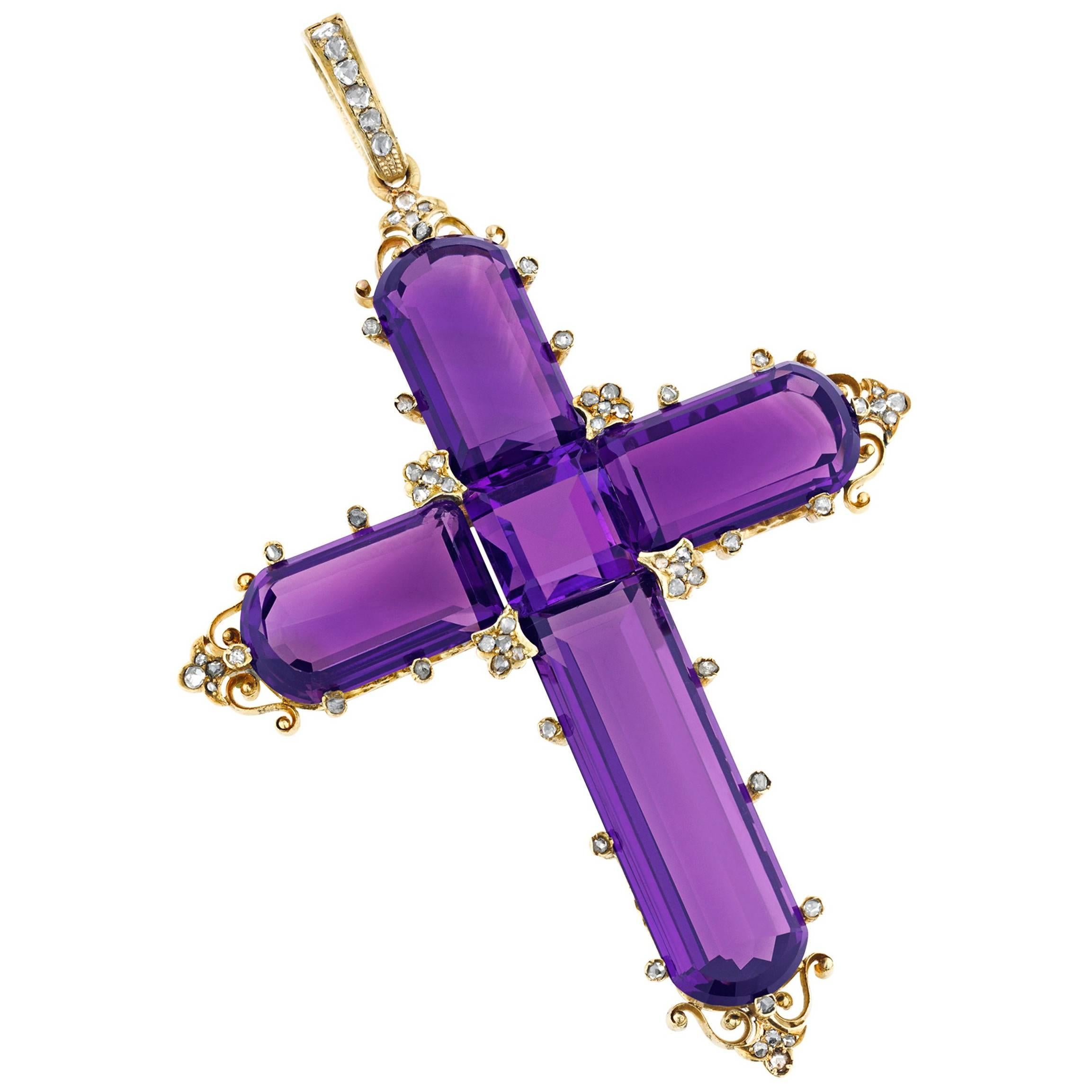 Amethyst Cross Pendant at 1stDibs | amethyst cross necklace