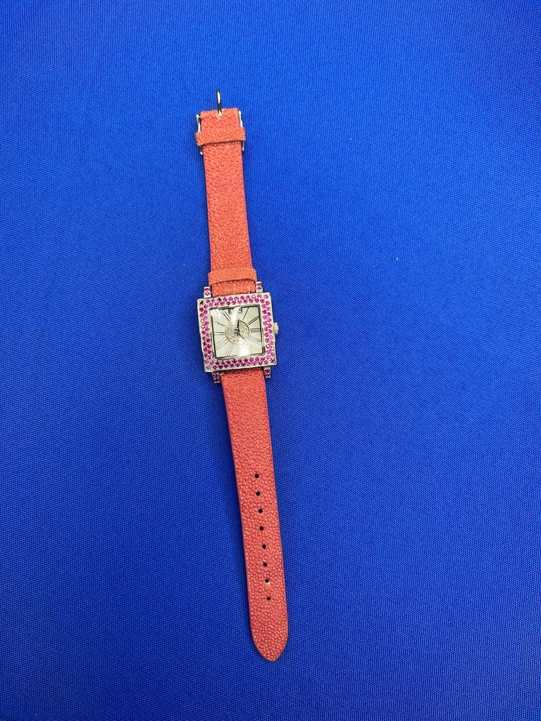 Amethyst and Diamonds Pave Dial Luxury Swiss Quartz Exotic Leather ...