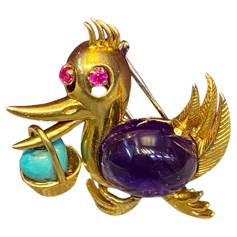 Amethyst Duck Brooch For Sale at 1stDibs