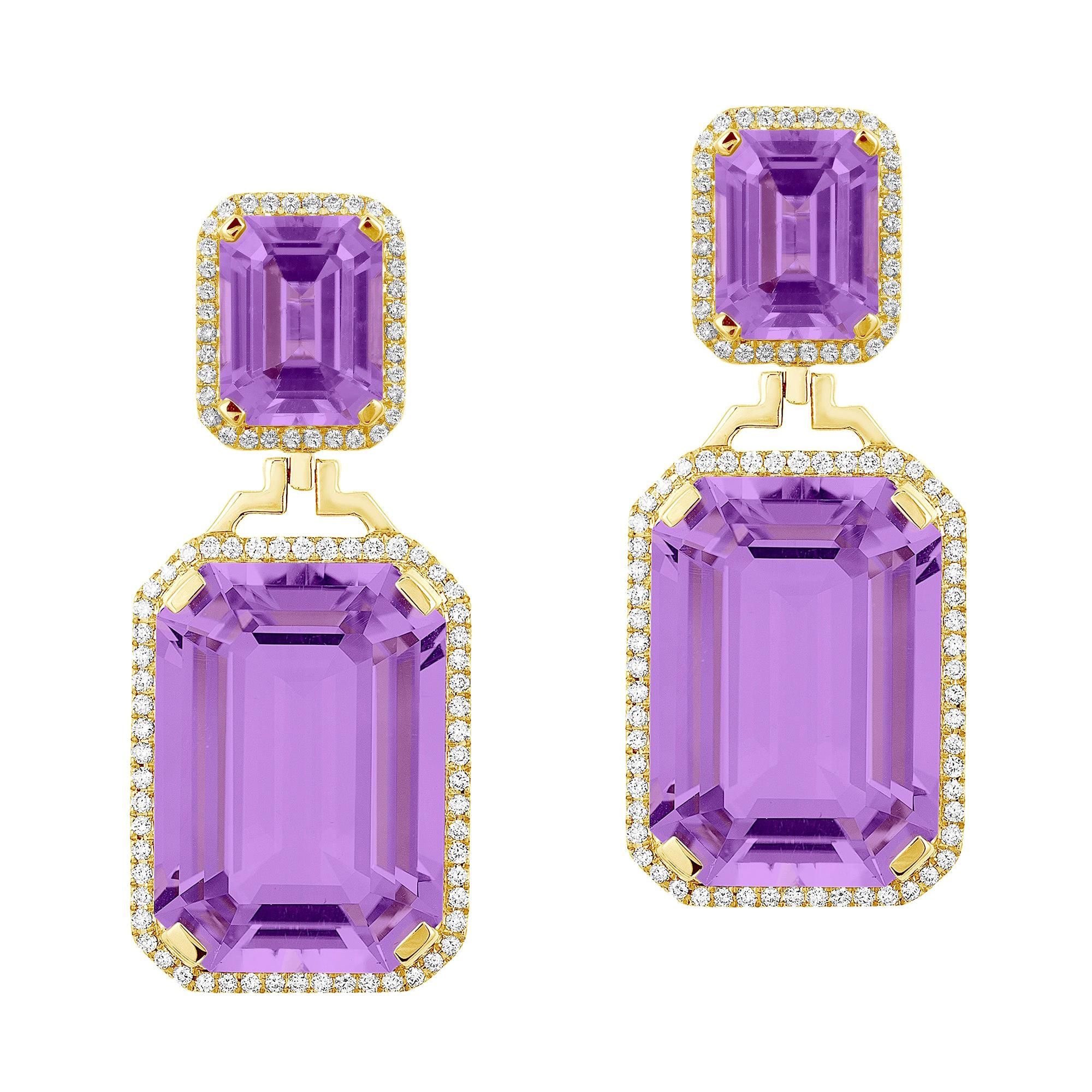 Goshwara Emerald Cut Lavender Amethyst and Amethyst With Diamond ...