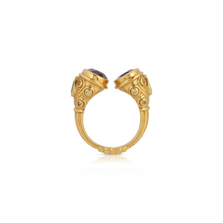 Amethyst Emerald Maharani Ring For Sale at 1stDibs