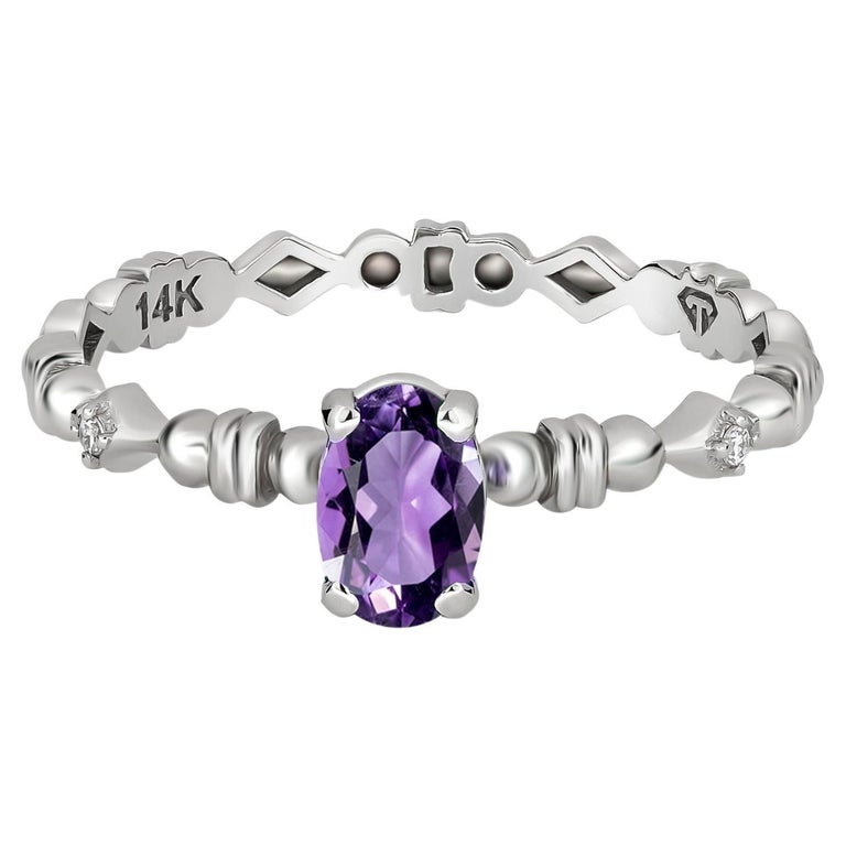 Customizable Amethyst Engagement Ring, Oval Amethyst Ring, 14k Gold ...