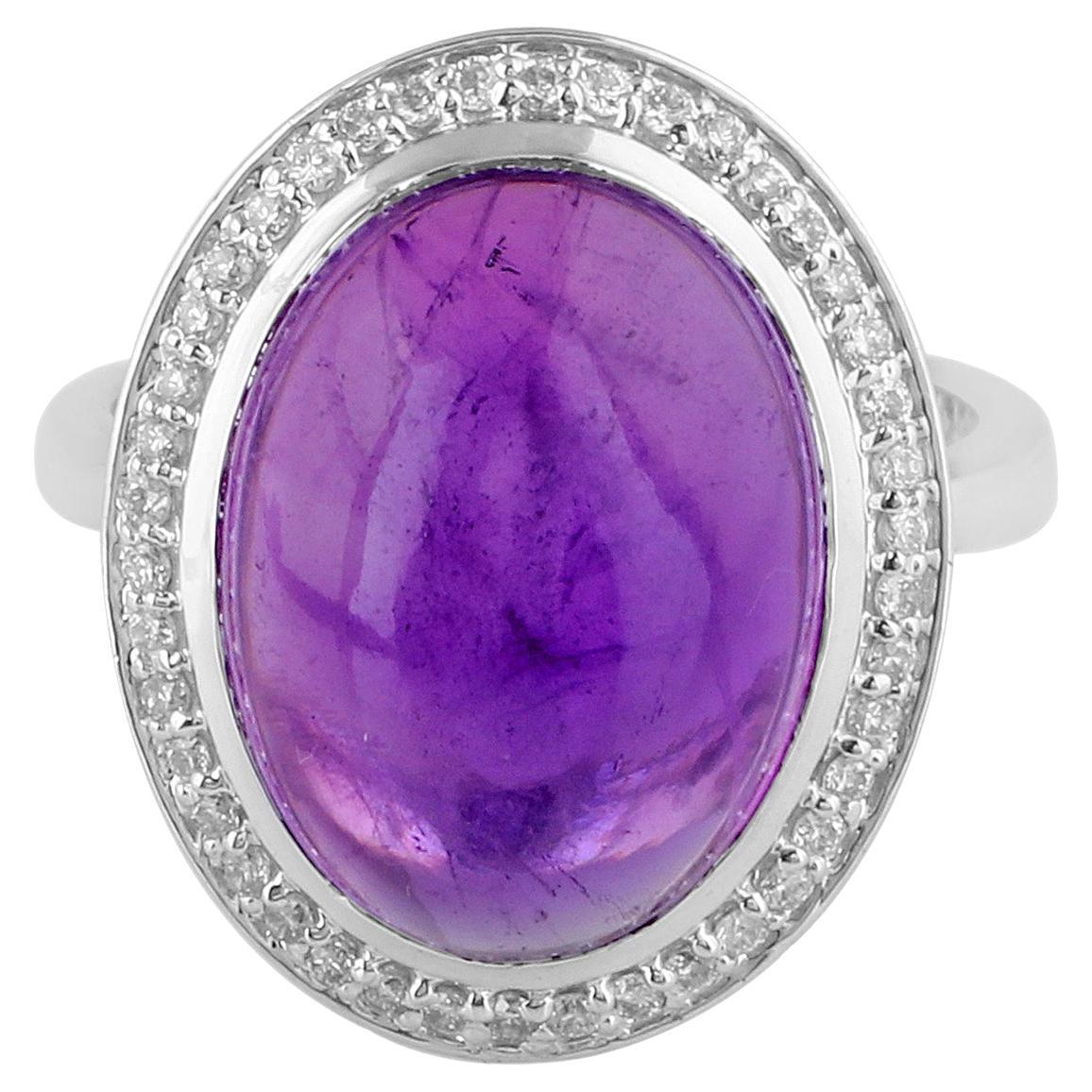 Pear Shaped Natural Amethyst Gemstone Ring For Sale at 1stDibs
