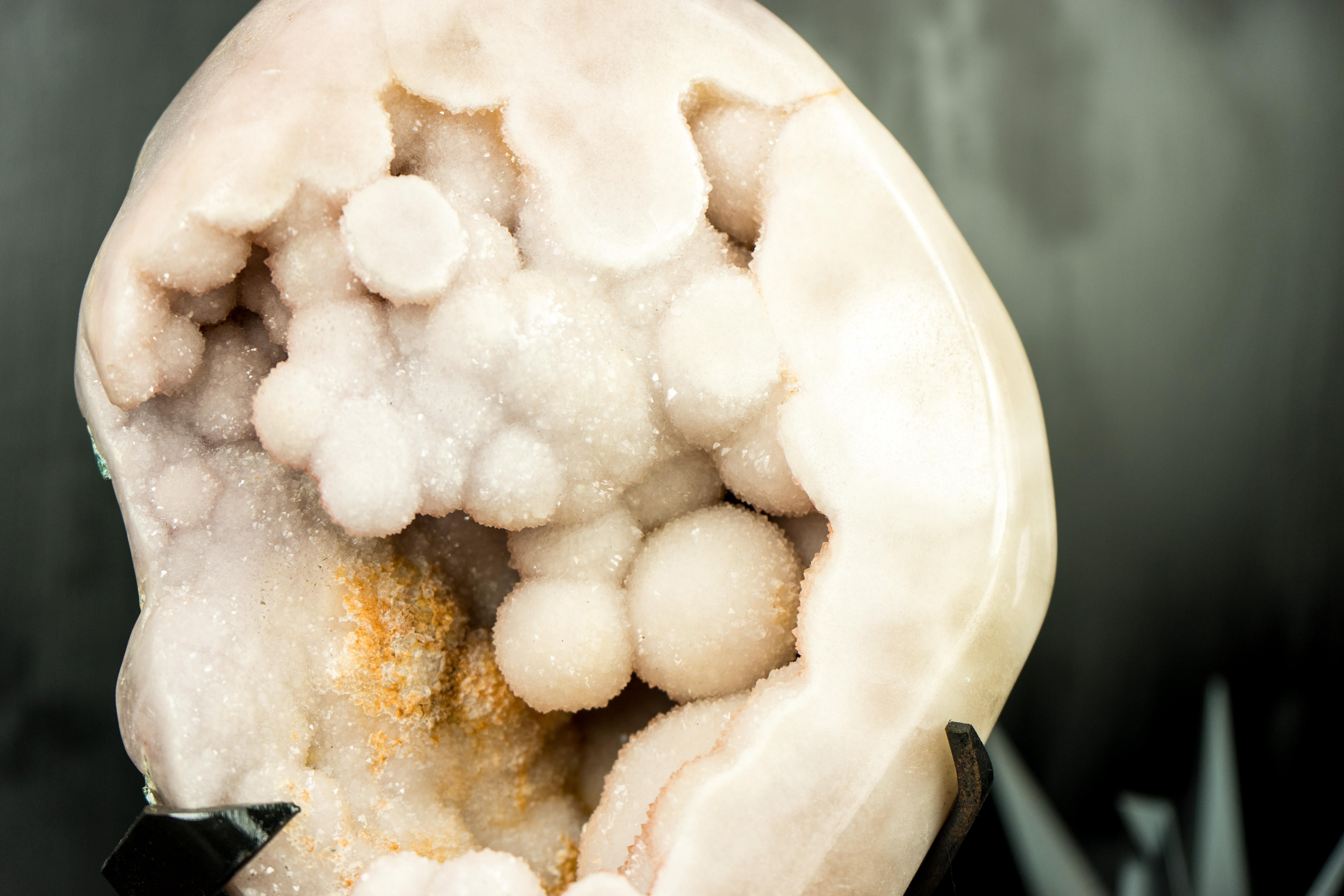 Amethyst Geode with Light Rose and White Druzy, and Natural Botryoidal ...