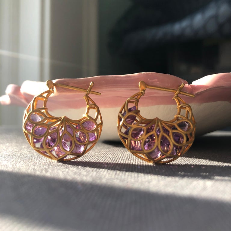 Amethyst Gold Hoops by Lauren Harper For Sale at 1stDibs