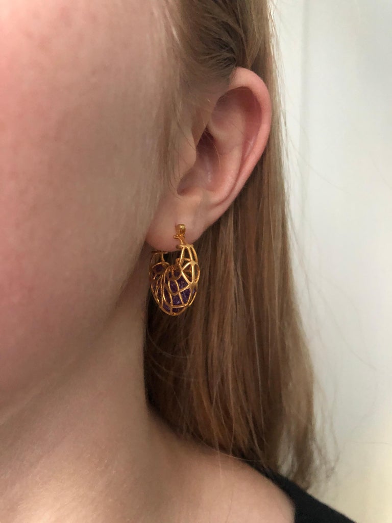 Amethyst Gold Hoops by Lauren Harper For Sale at 1stDibs