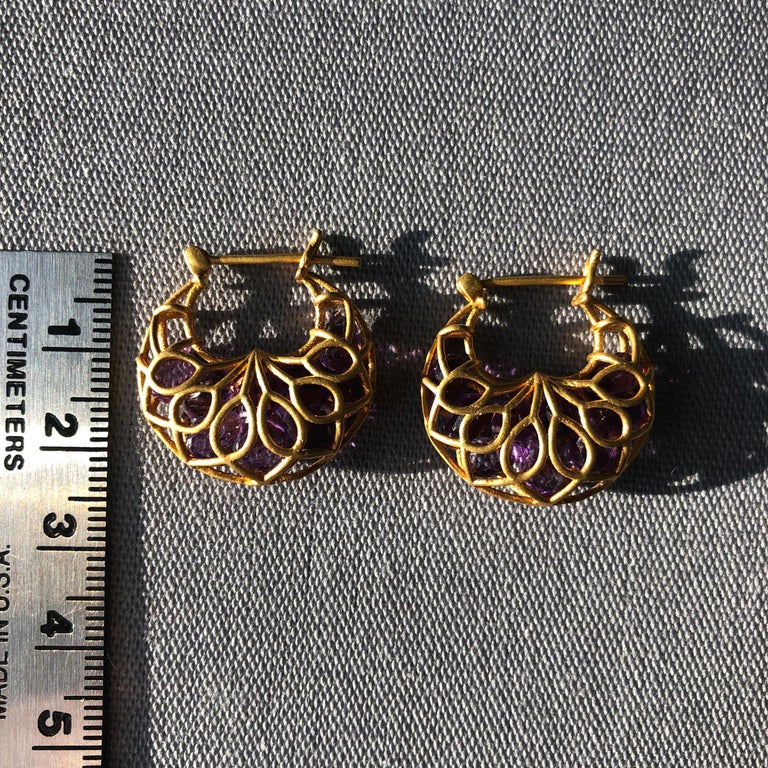 Amethyst Gold Hoops by Lauren Harper For Sale at 1stDibs