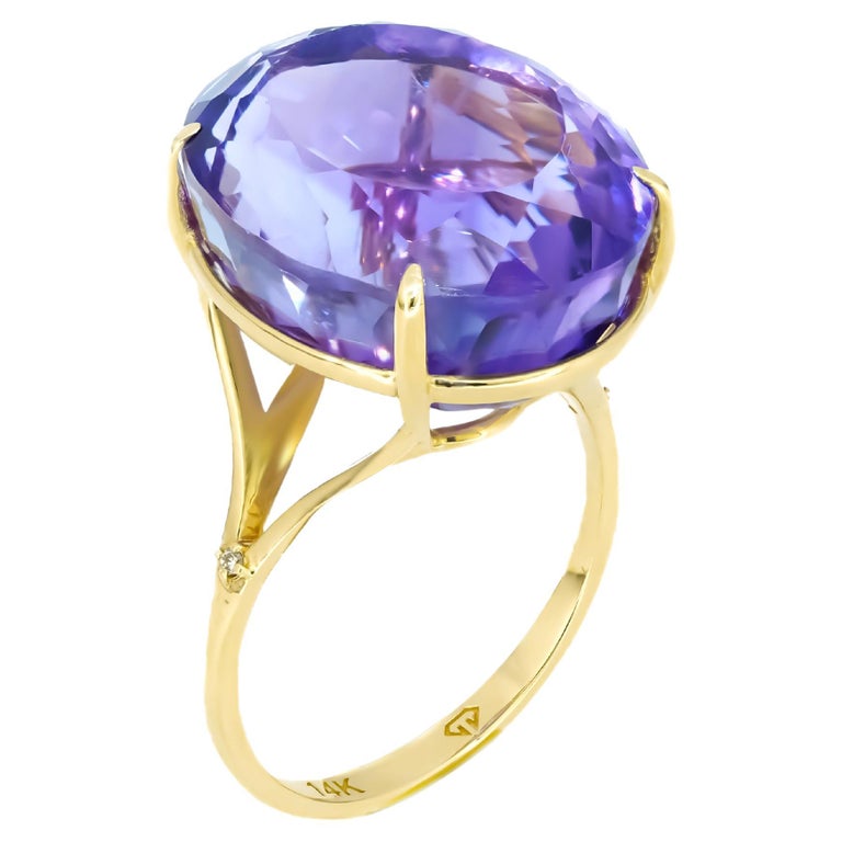 Customizable Amethyst Gold Ring, Amethyst Cocktail Ring, Oval Amethyst ...