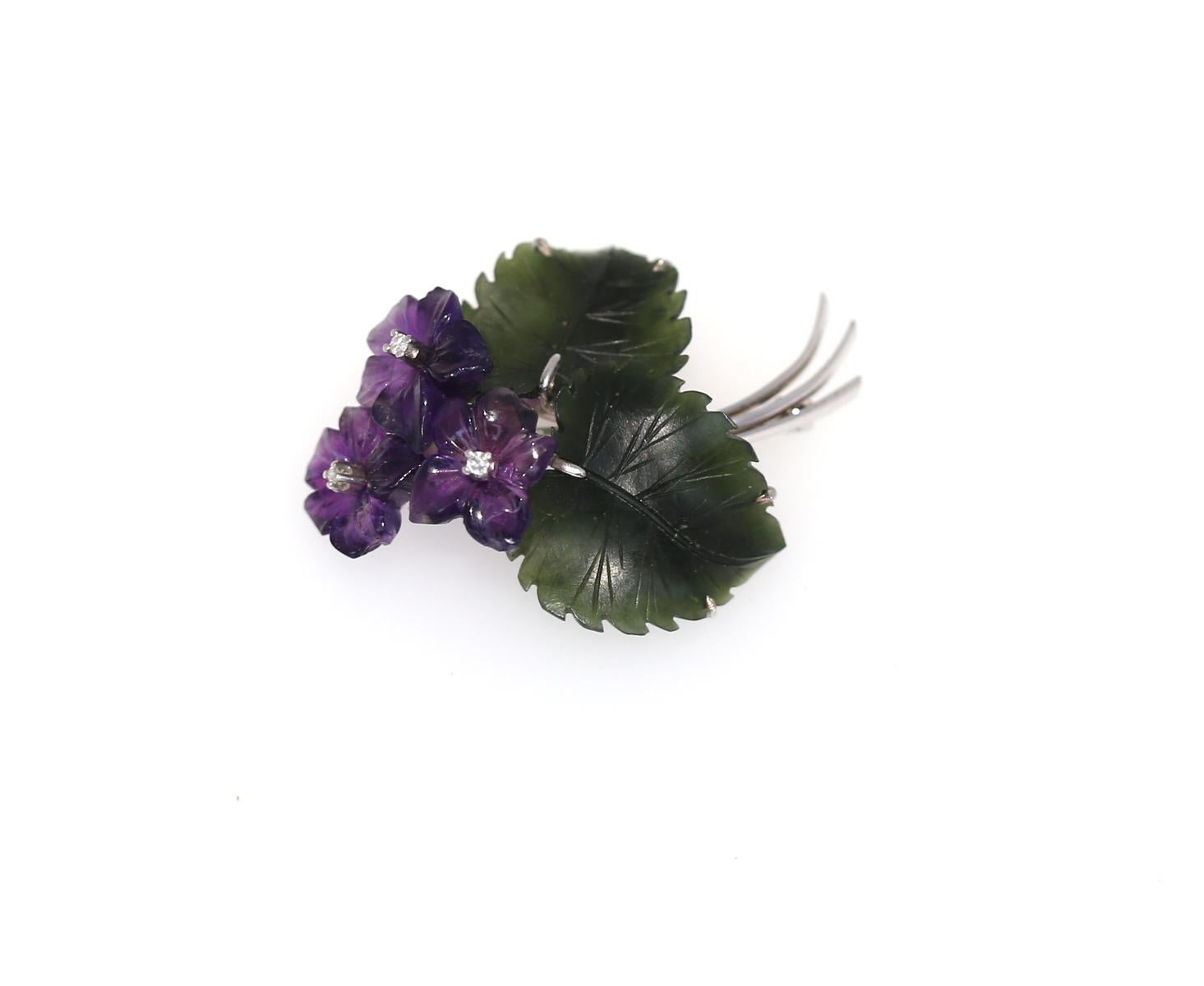 Amethyst Jadeite Violet Flower Bouquet Brooch Pin Gold Featured ...