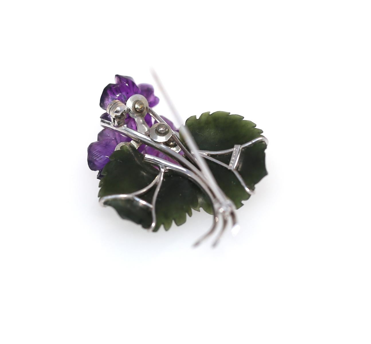 Amethyst Jadeite Violet Flower Bouquet Brooch Pin Gold Featured ...