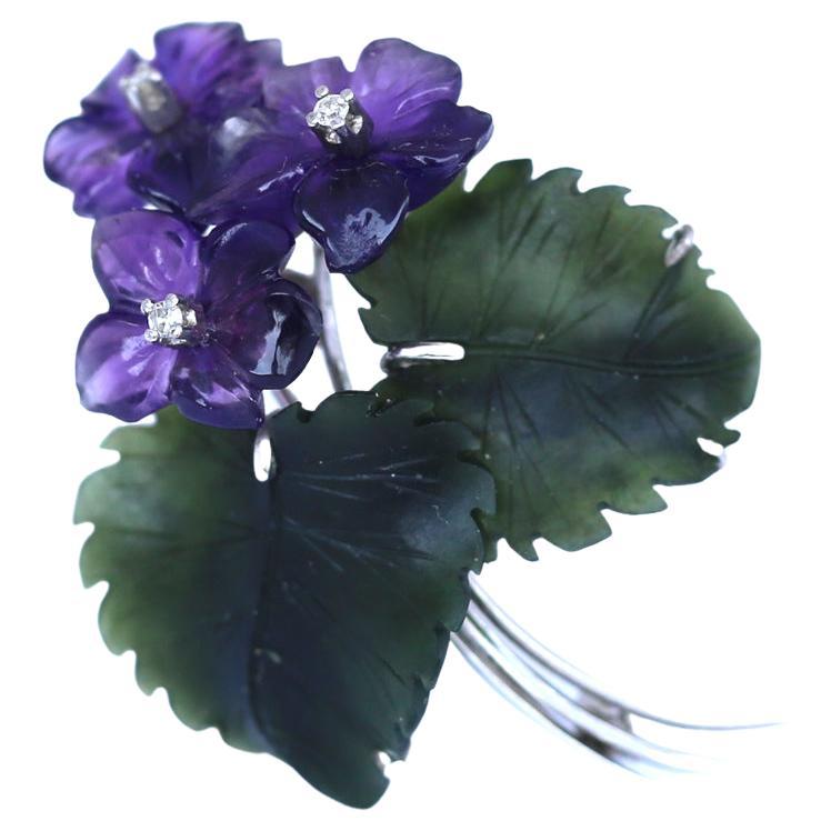 Graff Diamond Flower Bouquet Gold Pin Brooch For Sale at 1stDibs