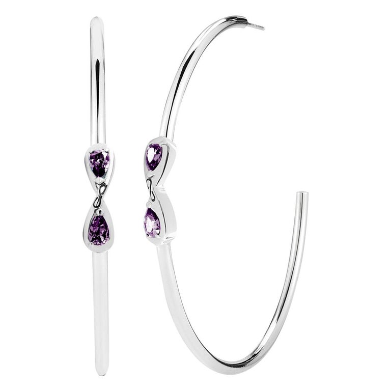 Amethyst Large Infinity with Stone Open Hoops For Sale at 1stDibs