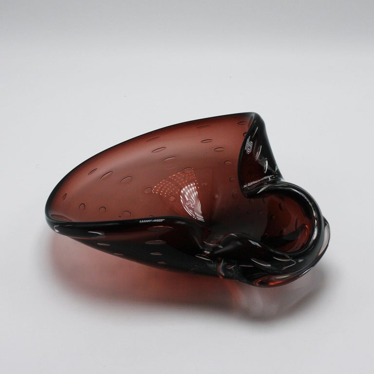 Amethyst Murano Glass Bowl with Bubble Inclusions, circa 1950 at 1stDibs