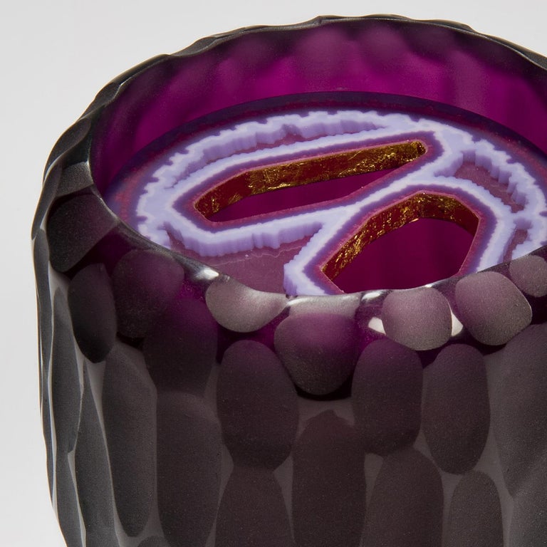 Amethyst Murini Agate Jar, a Purple and Gold Cast Glass Sculpture by ...
