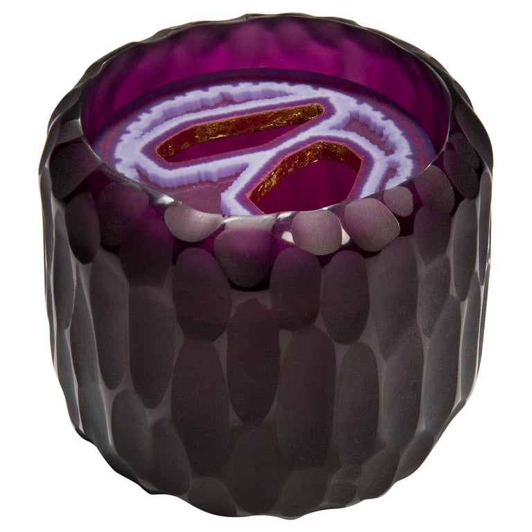 Amethyst Murini Agate Jar, a Purple and Gold Cast Glass Sculpture by ...