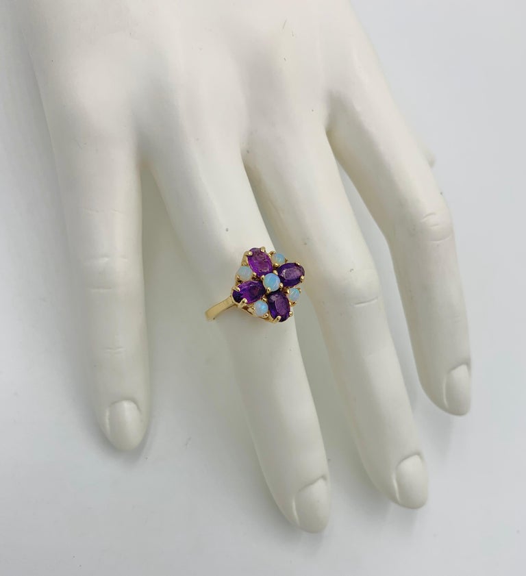 Amethyst Opal Ring 14 Karat Gold Retro Modern For Sale at 1stDibs
