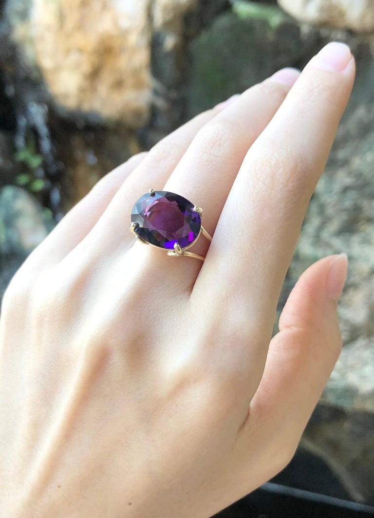 Amethyst Ring Set in 14 Karat Gold Settings For Sale at 1stDibs